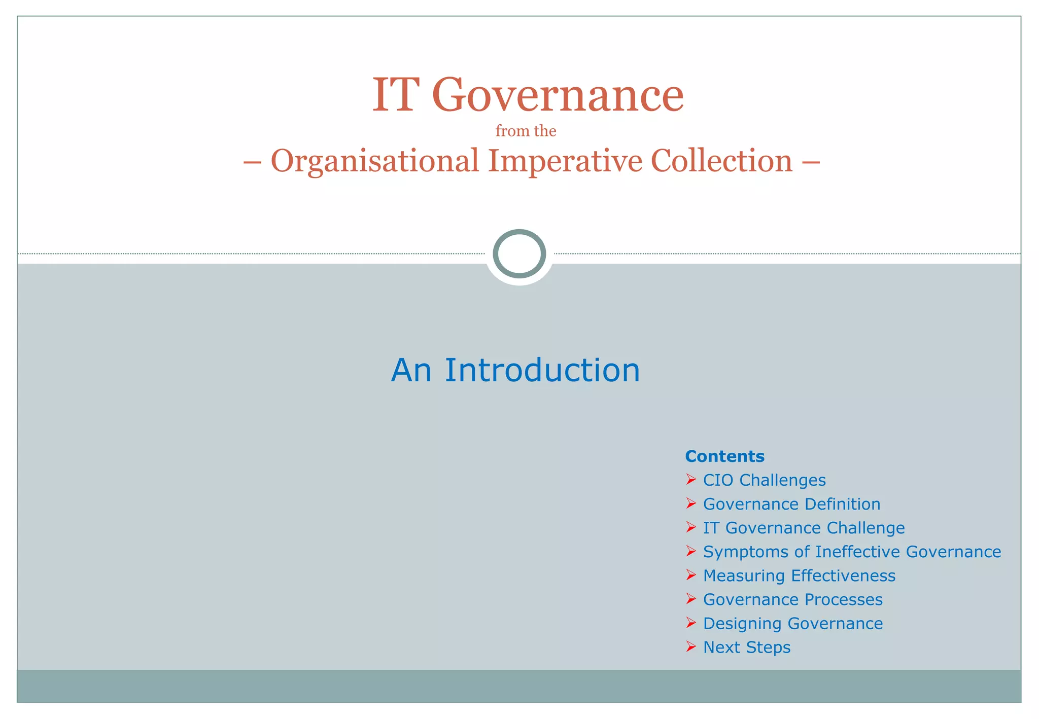 IT Governance Introduction | PPT