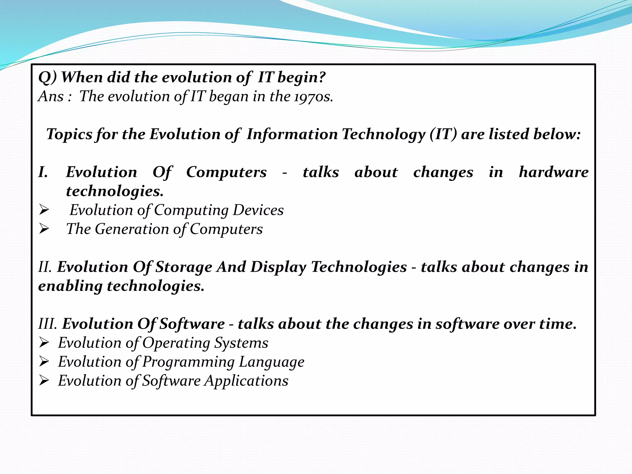 Evolution Of Information Technology | PPTX