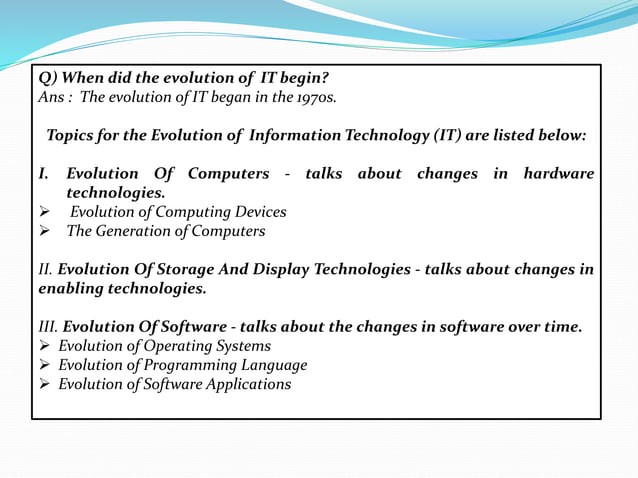 Evolution Of Information Technology | PPTX