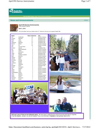 Health Net ITG Monthly Service Award article April 2011 | PDF