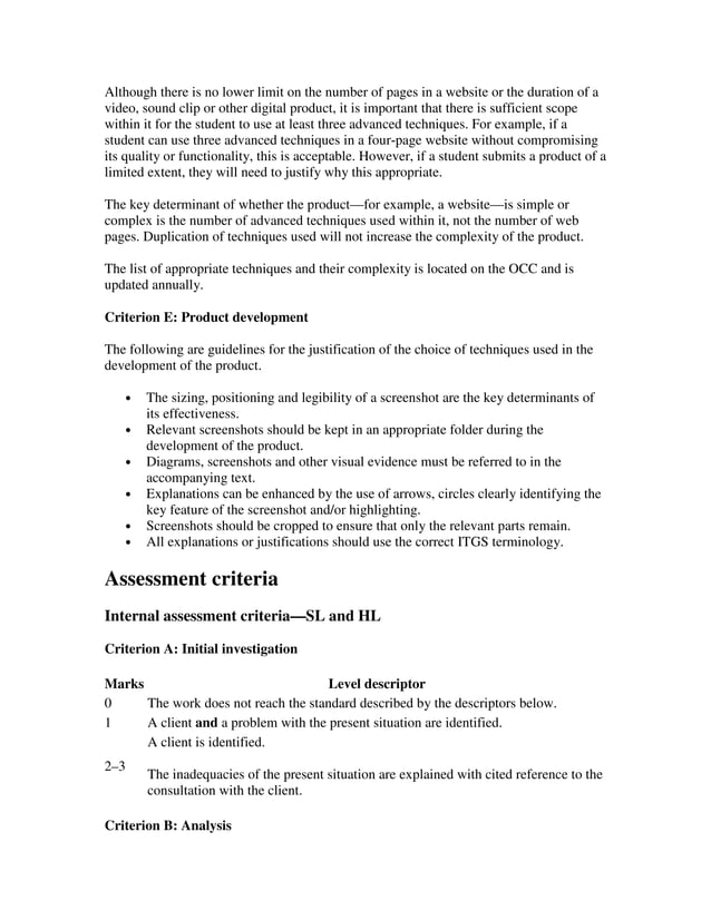 Itgs internal assessment guide project | PDF