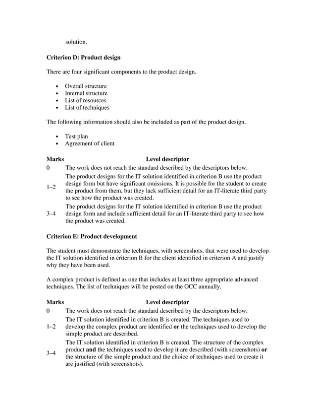 Itgs internal assessment guide project