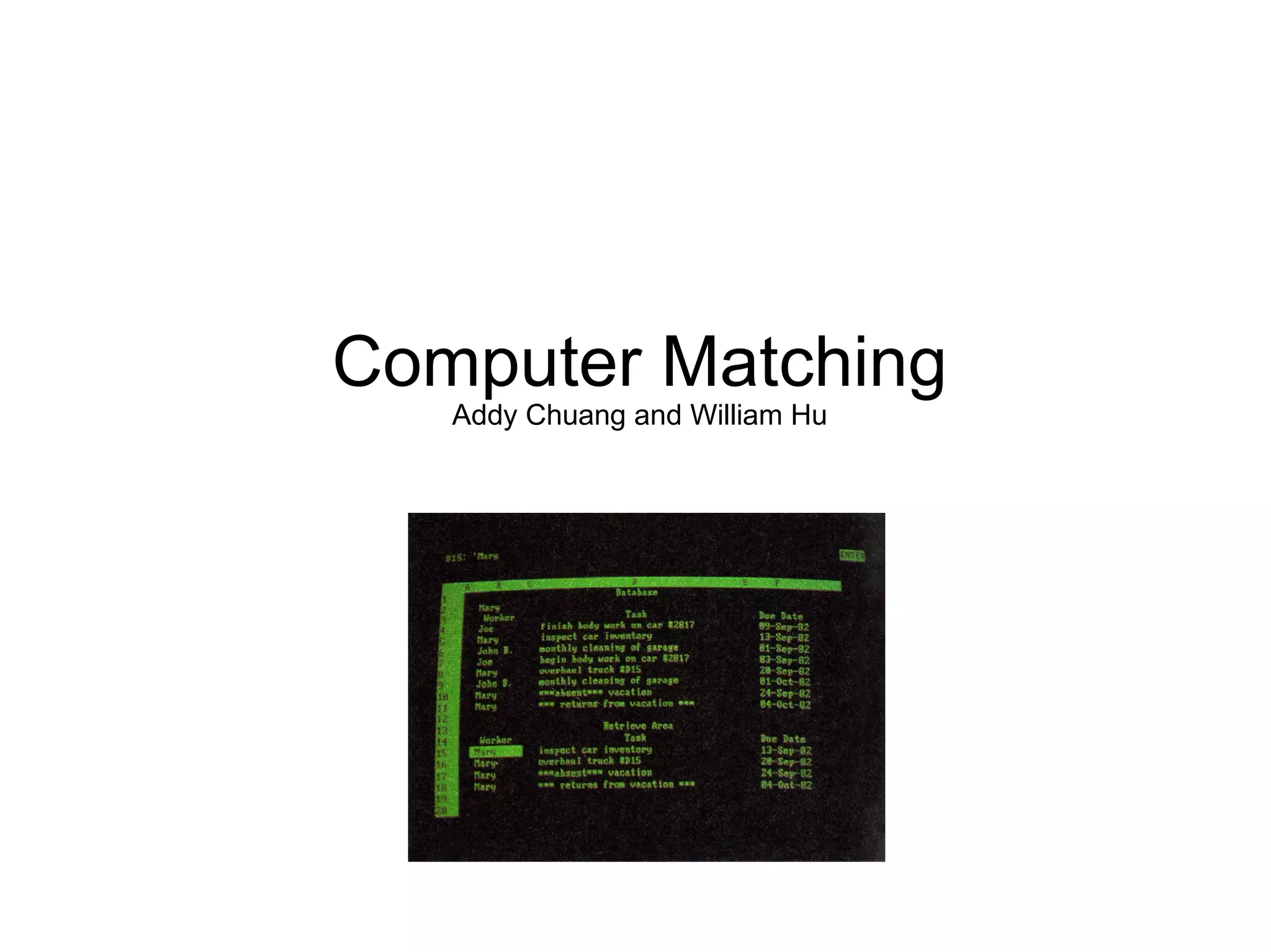 Itgs research - computer matching | PPT