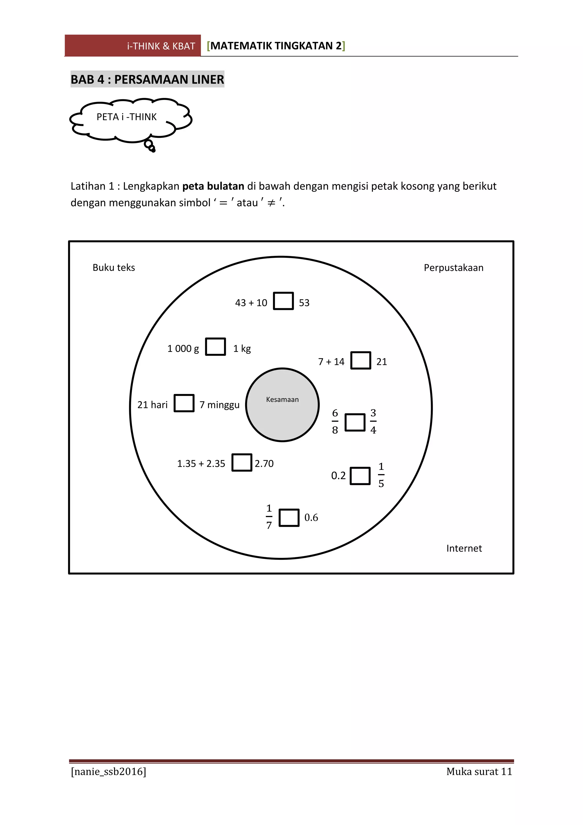 Latihan Ithink and kbat math form 2 | PDF