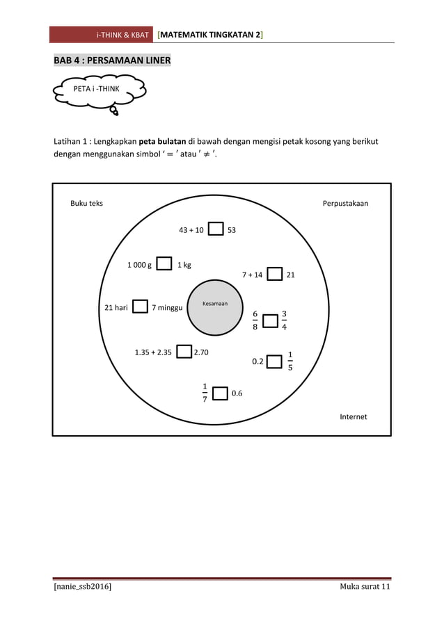 Latihan Ithink and kbat math form 2 | PDF