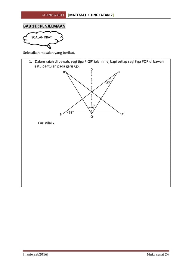 Latihan Ithink and kbat math form 2 | PDF
