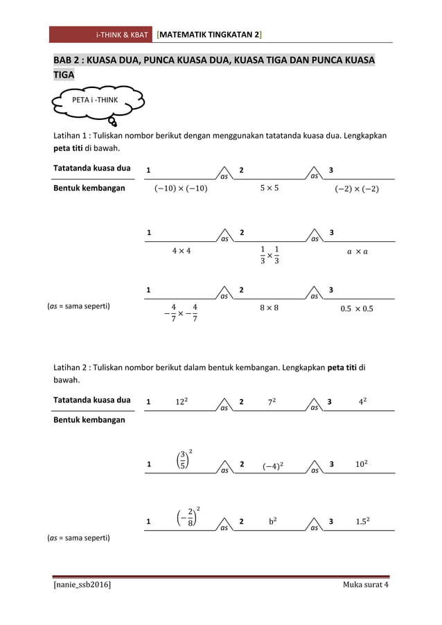 Latihan Ithink and kbat math form 2 | PDF