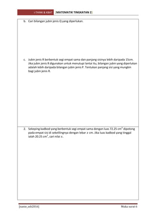 Latihan Ithink and kbat math form 2 | PDF