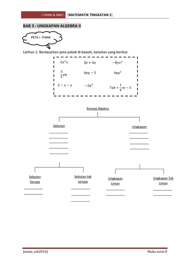 Latihan Ithink and kbat math form 2 | PDF