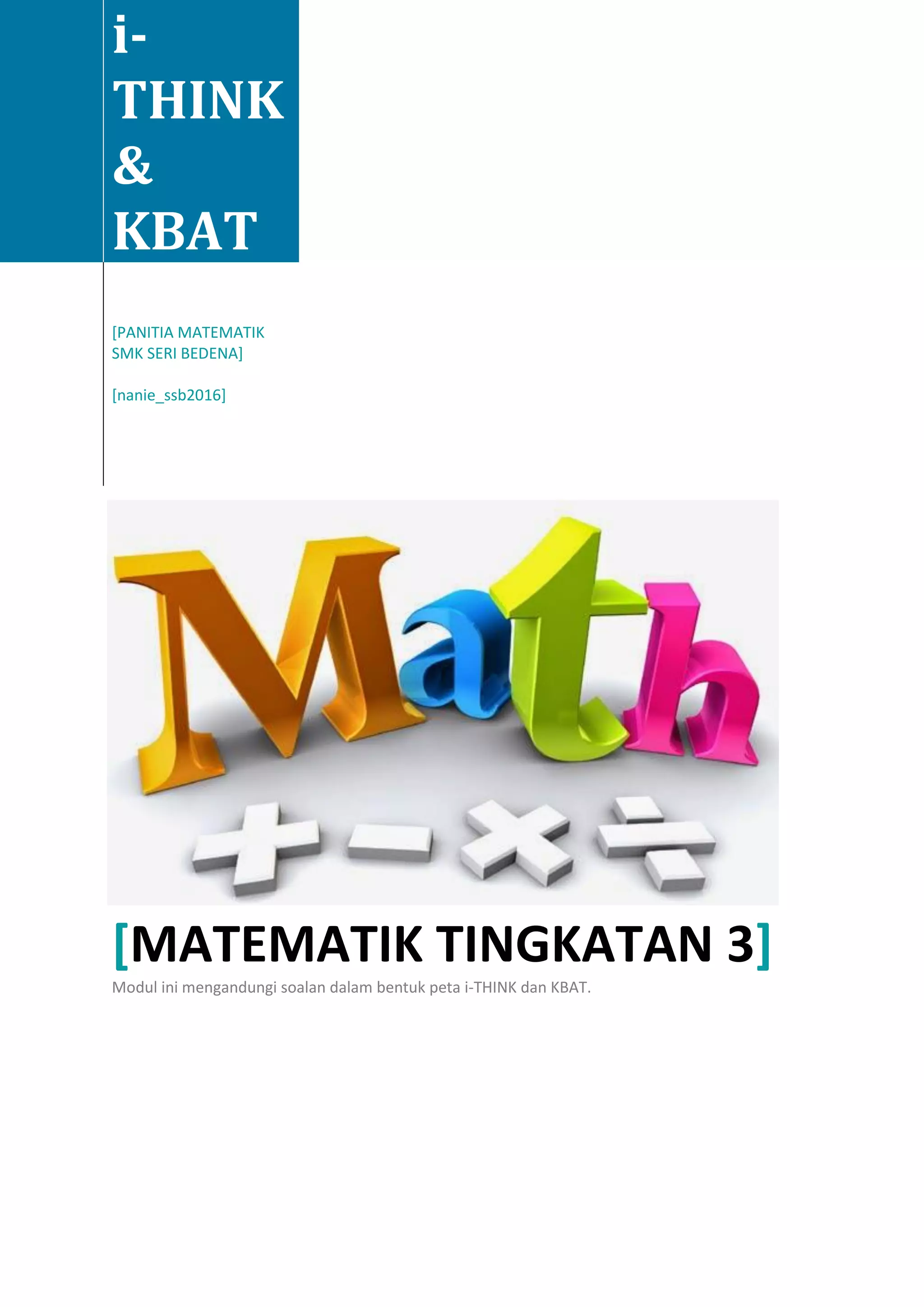 Latihan Ithink and kbat math form 3 | PDF
