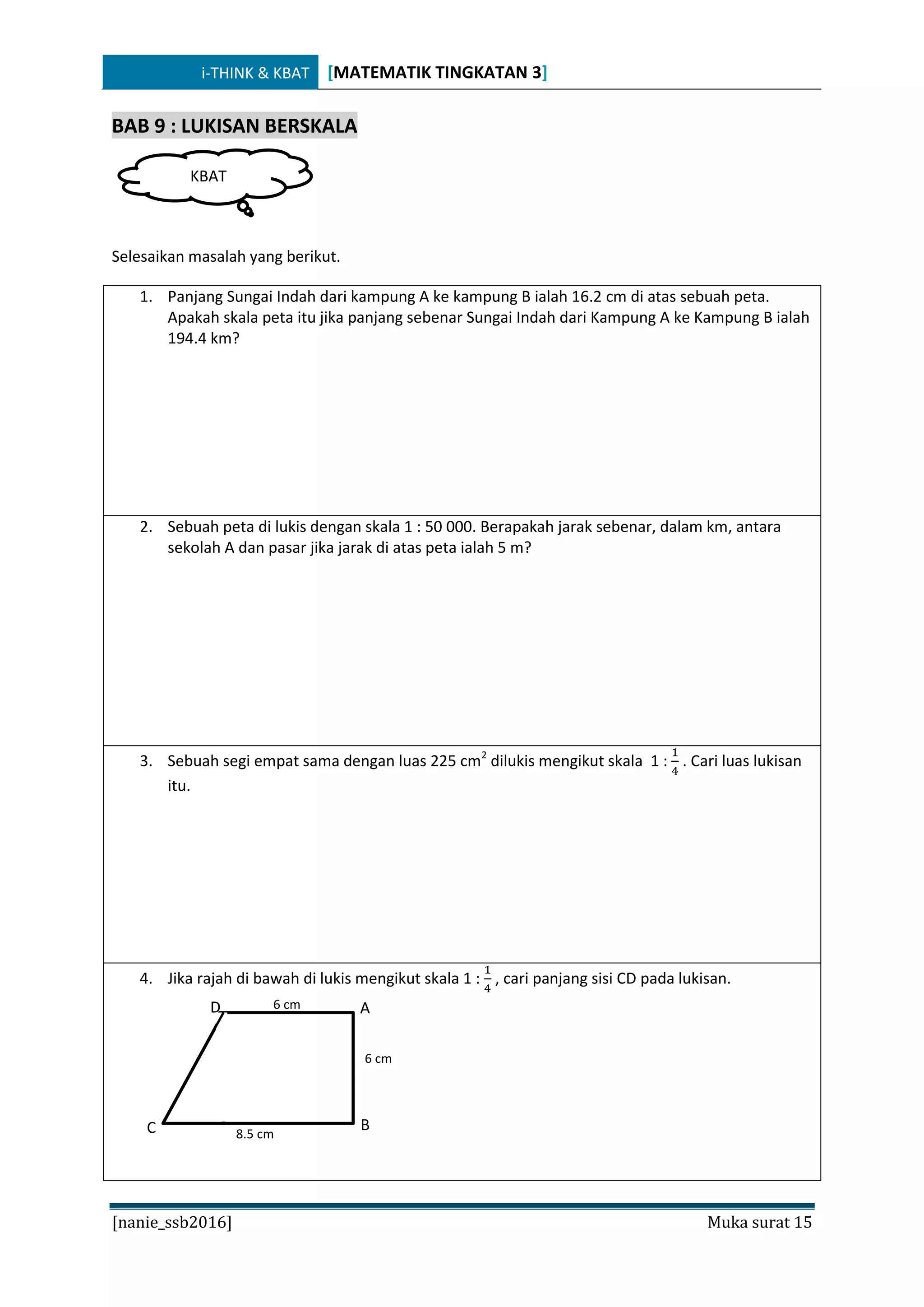 Latihan Ithink and kbat math form 3 | PDF