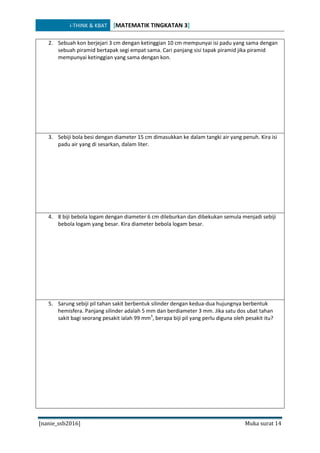 Latihan Ithink and kbat math form 3 | PDF