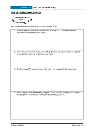 Latihan Ithink and kbat math form 3 | PDF
