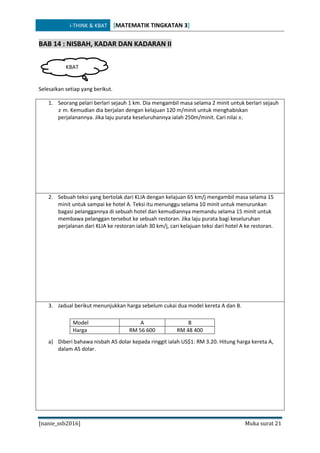 Latihan Ithink and kbat math form 3 | PDF