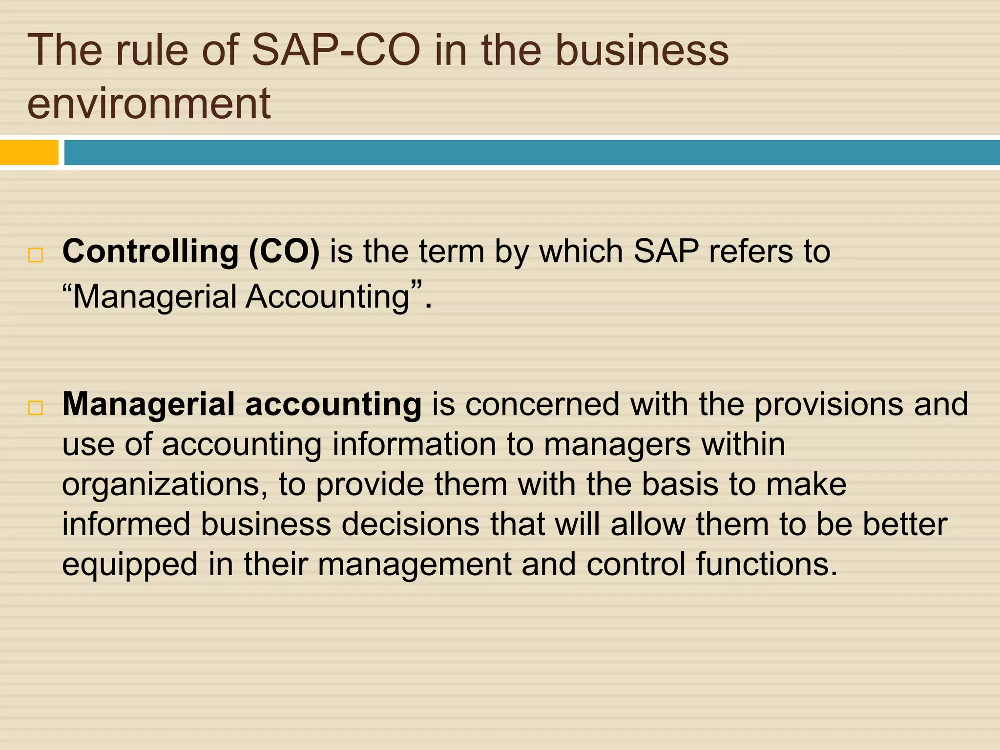 SAP Controlling overview | PPTX