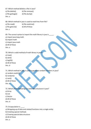 ITI COPA Java MCQ important Questions and Answers | PDF