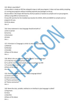 ITI COPA Java MCQ important Questions and Answers | PDF