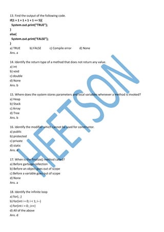 ITI COPA Java MCQ important Questions and Answers | PDF