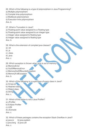 ITI COPA Java MCQ important Questions and Answers | PDF