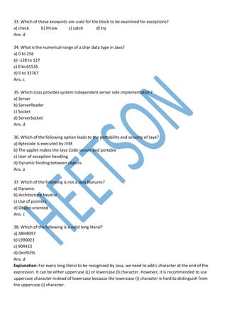 ITI COPA Java MCQ important Questions and Answers | PDF
