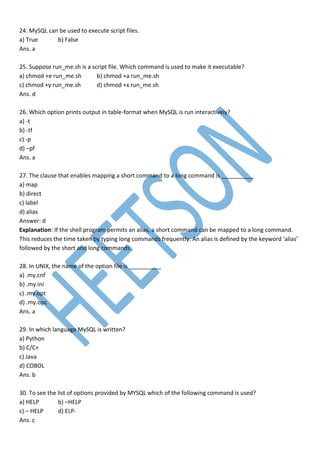 ITI COPA MySQL MCQ Database Concept (DBMS) | PDF