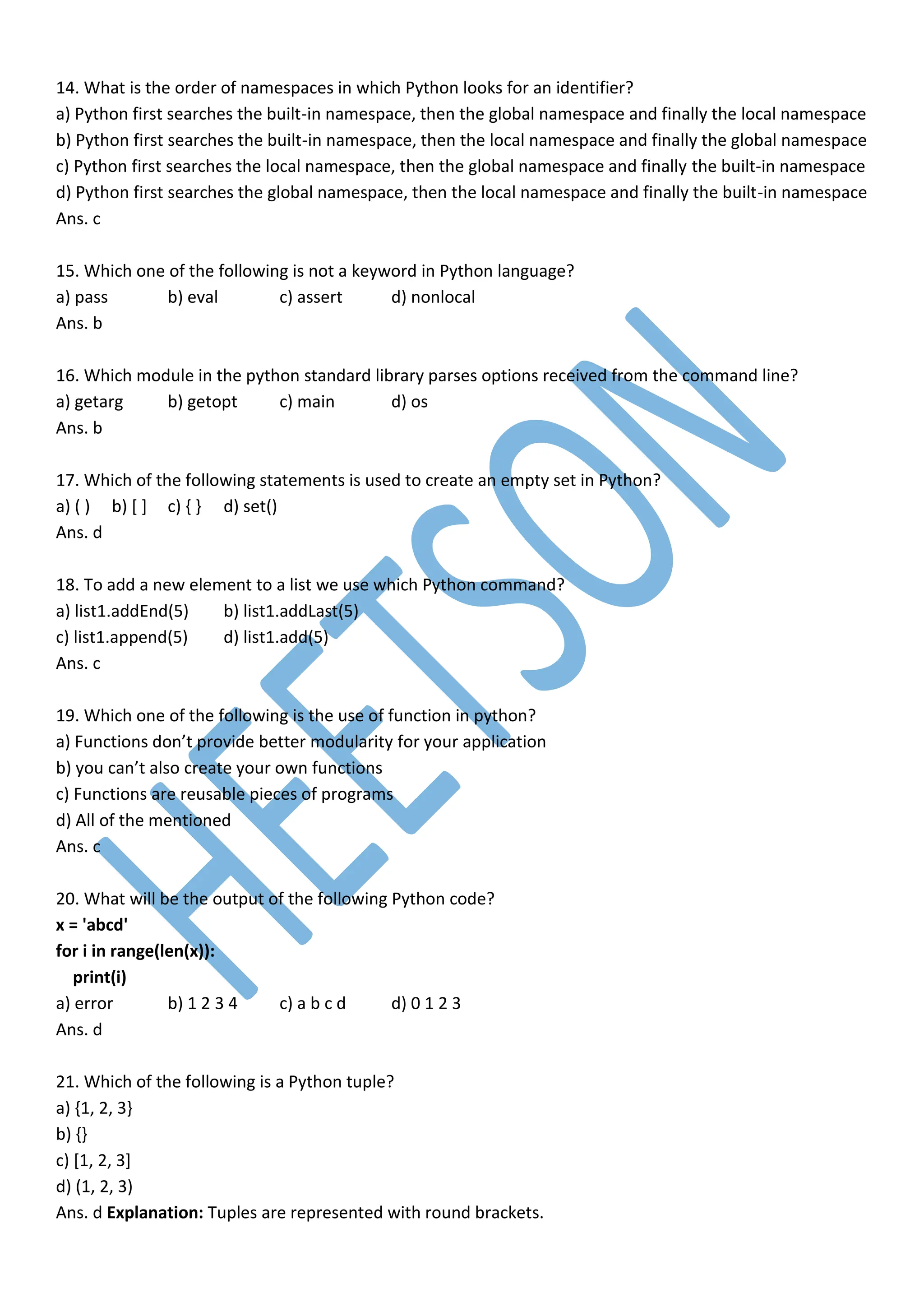 ITI COPA Python MCQ Most Important New Question | PDF
