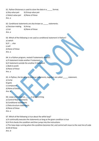 ITI COPA Python MCQ Most Important New Question | PDF