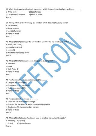 ITI COPA Python MCQ Most Important New Question | PDF