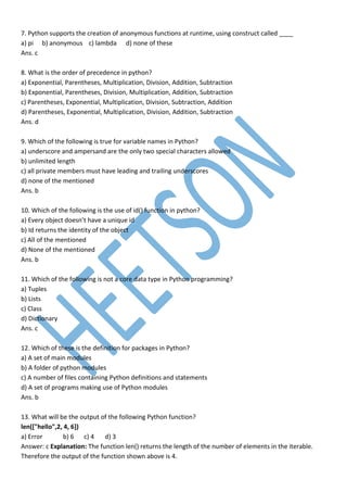 ITI COPA Python MCQ Most Important New Question | PDF