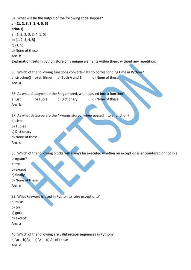 ITI COPA Python MCQ Most Important New Question | PDF