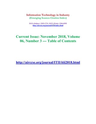 Information Technology in Industry(ITII) - November Issue 2018 | PDF