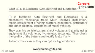 ITI in Mechanic Auto Electrical and Electronics Courses, Colleges ...