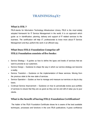 ITIL Foundation Course | DOCX | Information Services Industry | Industries