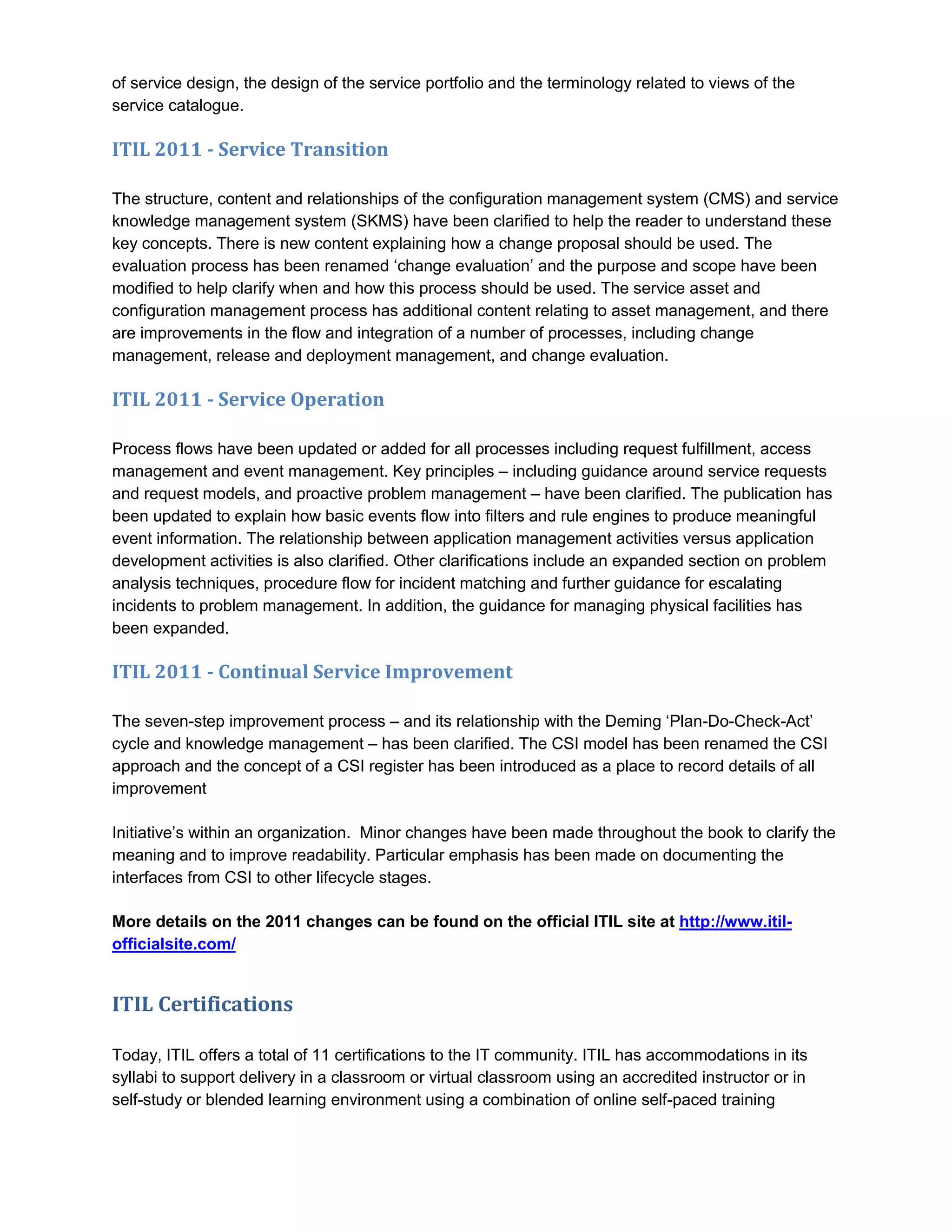 ITIL Training Reference Guide | PDF | Education industry | Industries