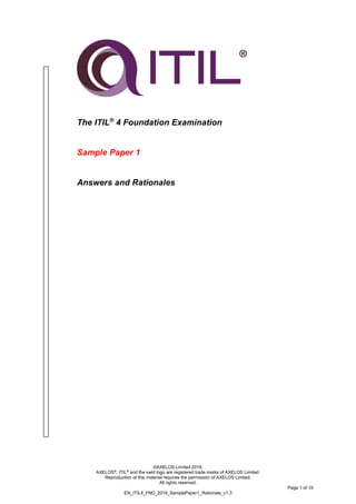Itil 4 foudnation exam sample answers booklet 1 | PDF