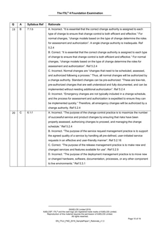 Itil 4 foudnation exam sample answers booklet 1 | PDF