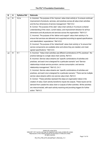 Itil 4 foudnation exam sample answers booklet 1 | PDF