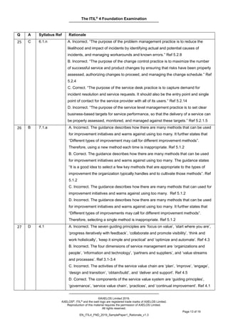 Itil 4 foudnation exam sample answers booklet 1 | PDF