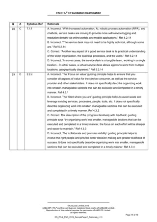 Itil 4 foudnation exam sample answers booklet 1 | PDF
