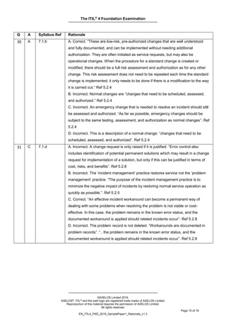 Itil 4 foudnation exam sample answers booklet 1 | PDF