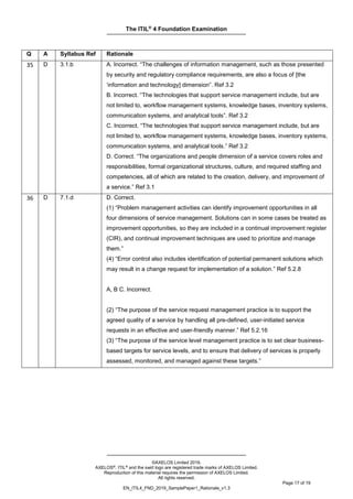 Itil 4 foudnation exam sample answers booklet 1 | PDF