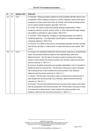 Itil 4 foudnation exam sample answers booklet 1 | PDF