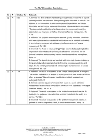 Itil 4 foudnation exam sample answers booklet 1 | PDF
