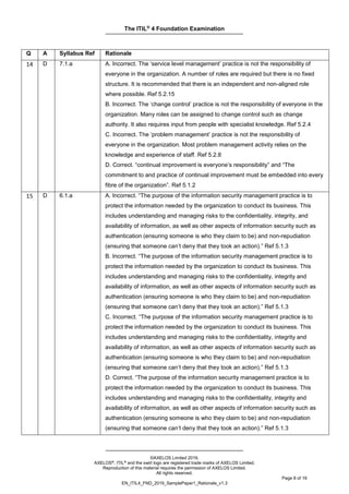 Itil 4 foudnation exam sample answers booklet 1 | PDF