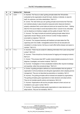 Itil 4 foudnation exam sample answers booklet 1 | PDF