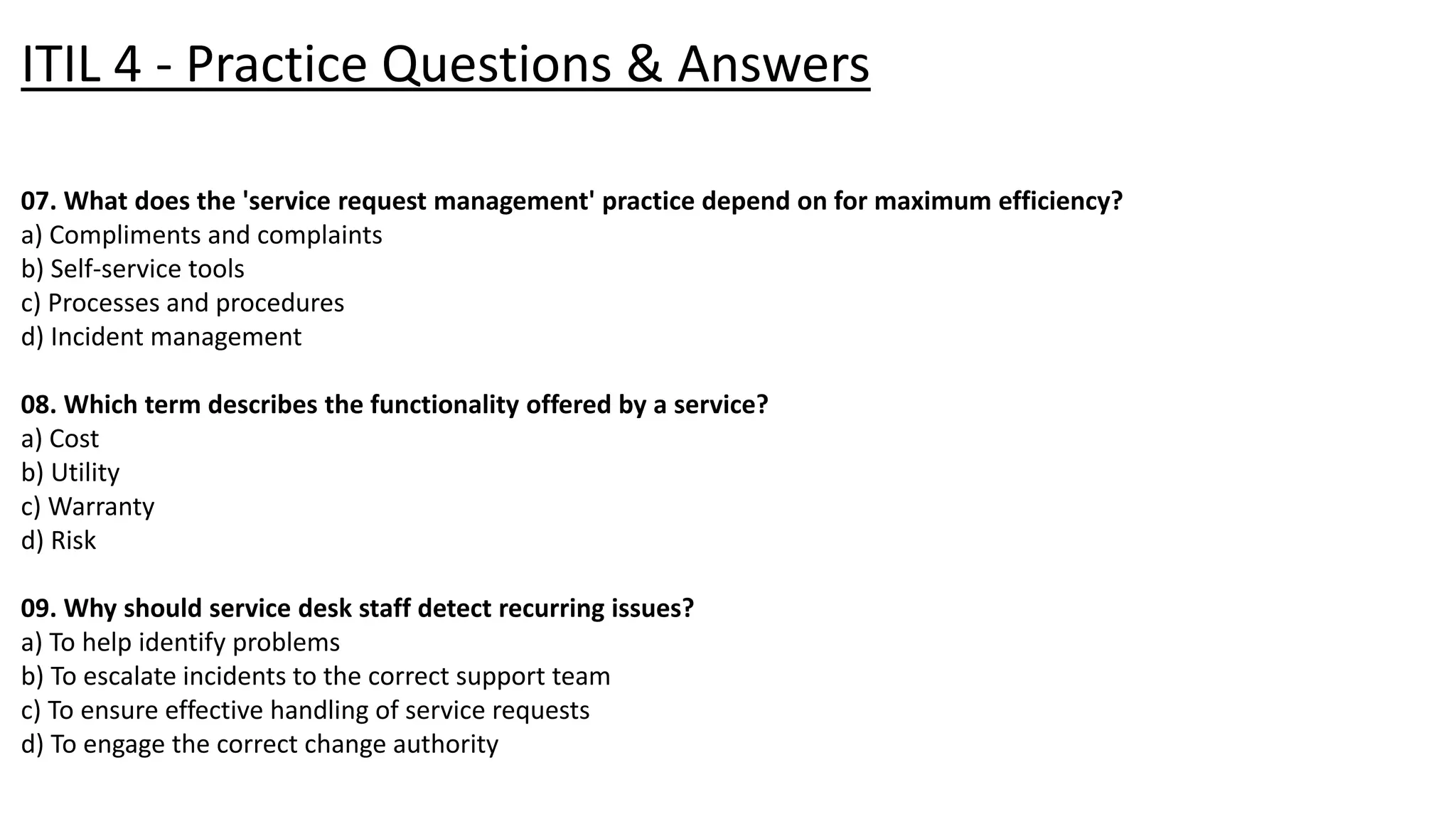 Itil 4 quiz | PPT
