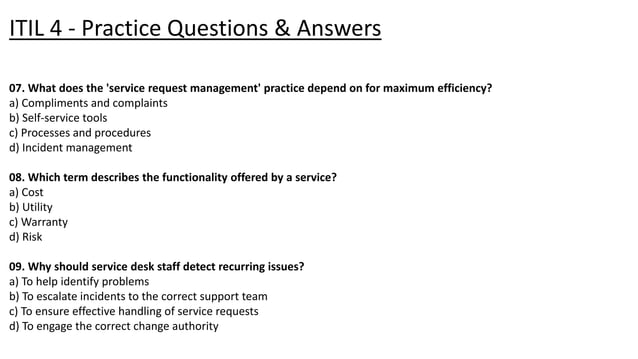 Itil 4 quiz | PPT