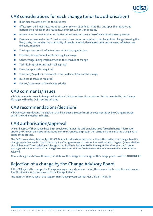 Itil a guide to cab meetings pdf | PDF | Business and Finance