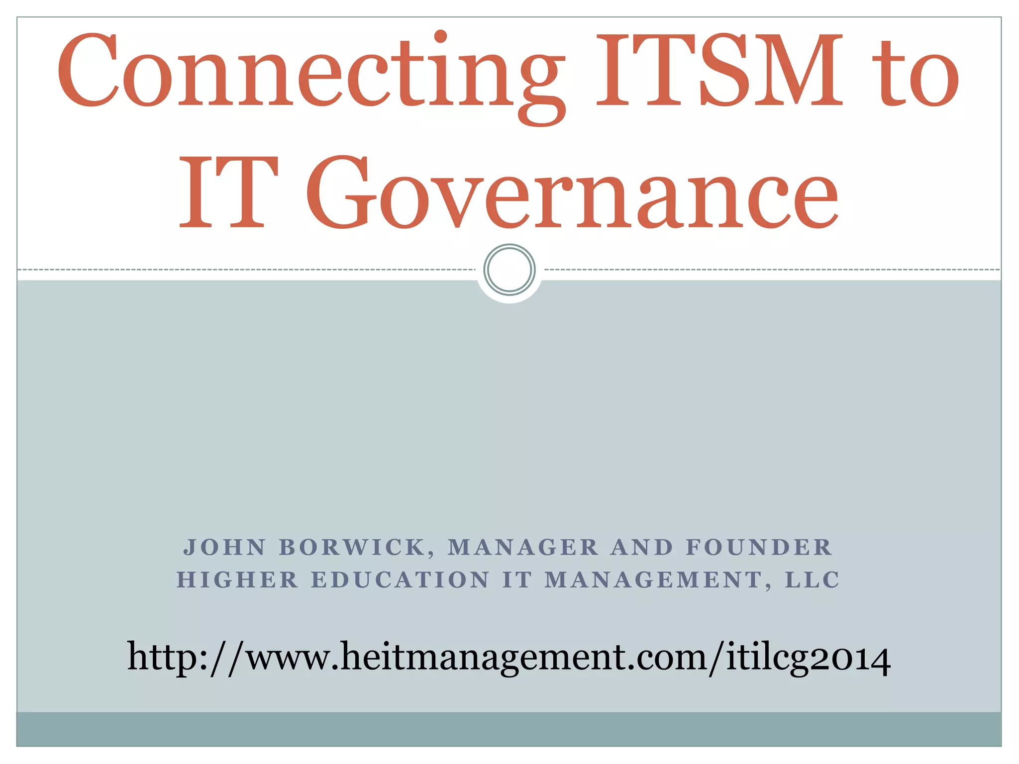 Connecting ITSM to IT governance | PPT