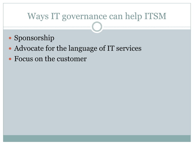 Connecting ITSM to IT governance | PPT